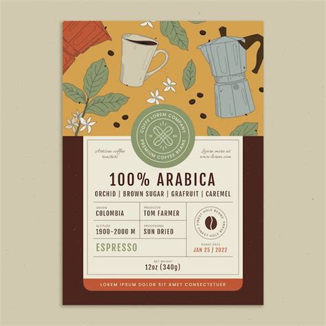 Free Vector Hand Drawn Coffee Label Template