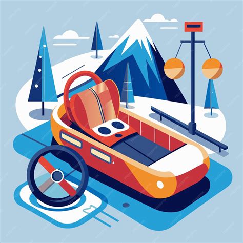 A Snowmobile With A Red Car On The Top And A Sign That Says Quot