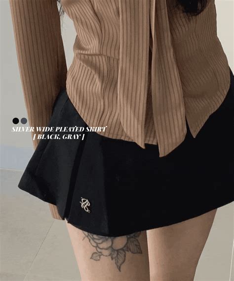 은장 A라인 플리츠 미니 스커트 에이블리