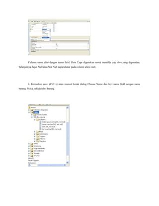 Membuat Database Menggunakan Sql Management Studio DOC