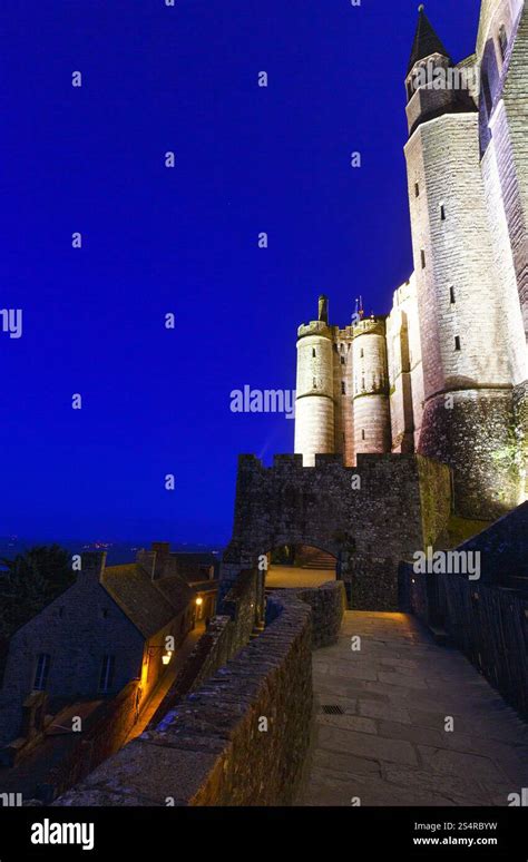 Mont Saint Michel Night View Built In The Xi Xvi Centuries The Main