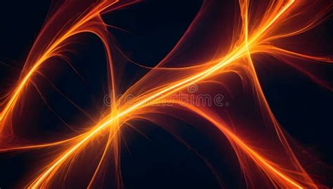 Abstract Image Of Glowing Orange Lines That Resemble Energy Or Data Flowing Through A Dark