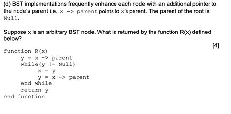 Solved D BST Implementations Frequently Enhance Each Node Chegg