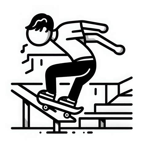 Pemain Skateboard Menggesekkan Papan Di Batang Pagar Di Taman Skate Gambar Untuk Diwarnai