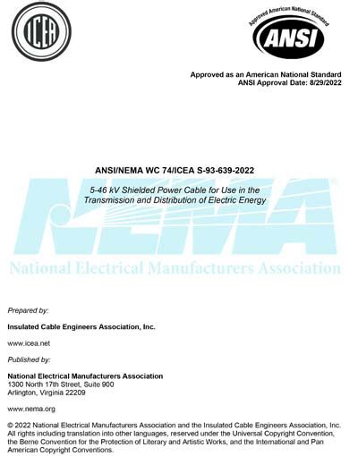 Ansinema Wc 74icea S 93 639 2022 5 46 Kv Shielded Power Cable For