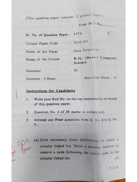 Dsa Question Paper 1374 Pdf