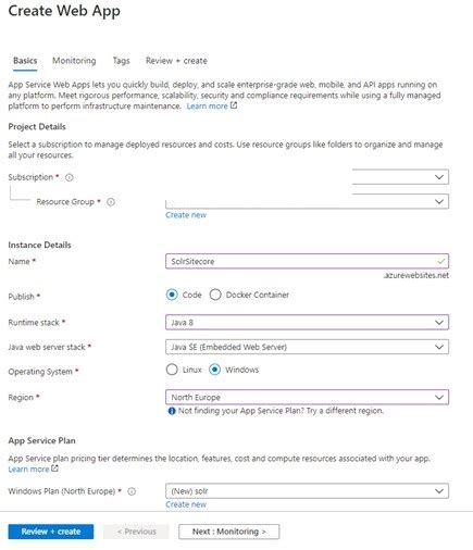 Install Solr As An Azure App Service