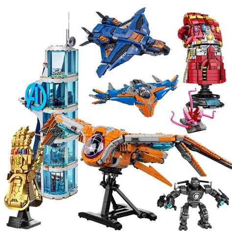 디즈니 마블 어벤져스 타워 보호자 갤럭시 쉽 스파이더맨 타노스 인피니티 장갑 건틀릿 토르 빌딩 블록 벽돌 장난감 선물 Aliexpress