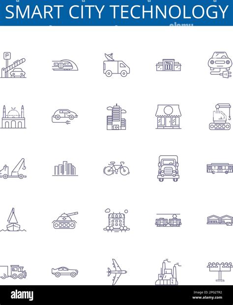 Smart City Technology Line Icons Signs Set Design Collection Of Smart