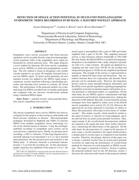 Pdf Detection Of Single Action Potential In Multi Unit Postganglionic Sympathetic Nerve