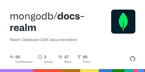 Github Mongodbdocs Realm Realm Database Sdk Documentation