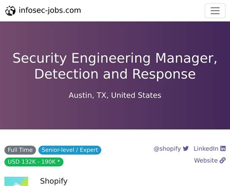 Hiring Security Engineering Manager Detection And Response In Austin