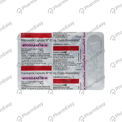 Mycoclear Sb 65 Mg Capsule 10 Uses Side Effects Price And Dosage