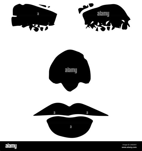 Artistic Abstract Face Black Silhouette Isolated On White Grunge Style