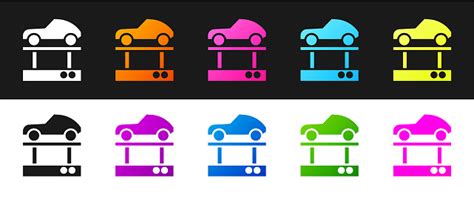 흑백 배경에 격리 된 리프트 아이콘에 수리 차를 설정합니다 언더바디 서스펜션 휠 및 엔진의 수리 벡터 일러스트레이션 0명에 대한 스톡 벡터 아트 및 기타 이미지 Istock