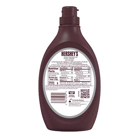 Hersheys Zero Sugar Chocolate Syrup 656 Lb Box 6 Bottles