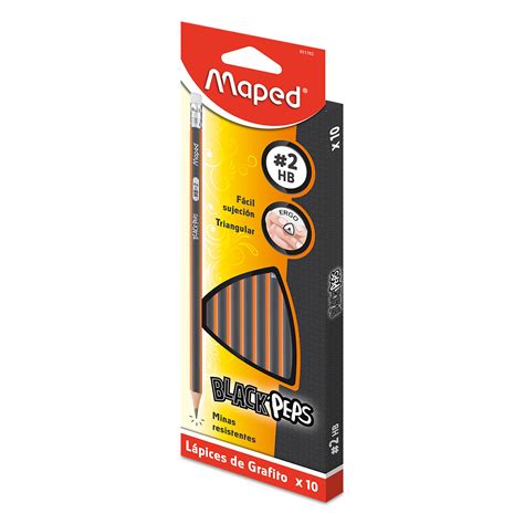 Lápices De Grafito Triangulares Maped Black Peps Hb No2 Gris Con
