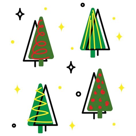 다른 크리스마스 트리 세트 벡터 일러스트 레이 션입니다 프리미엄 벡터
