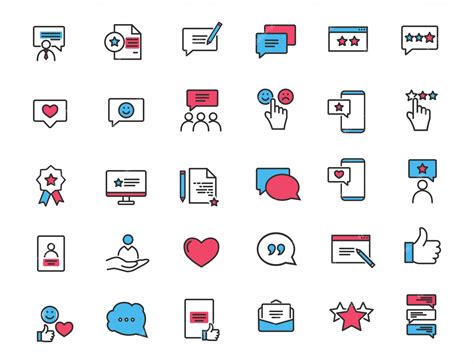 선형 피드백 아이콘 고객 만족 아이콘 세트 프리미엄 벡터