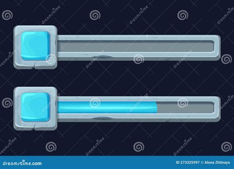 Stone Menu Bar Progress Process Scale For Level Interface In Cartoon
