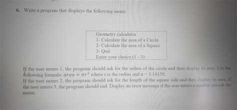 Solved Write A Program That Displays The Following Menu Chegg