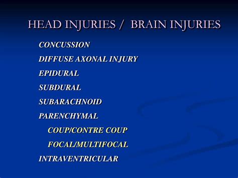 PPT Traumatic Brain Injury PowerPoint Presentation Free Download ID