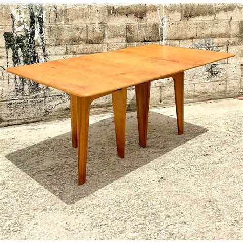 Vintage Mcm Heywood Wakefield Drop Leaf Dining Table For Sale At