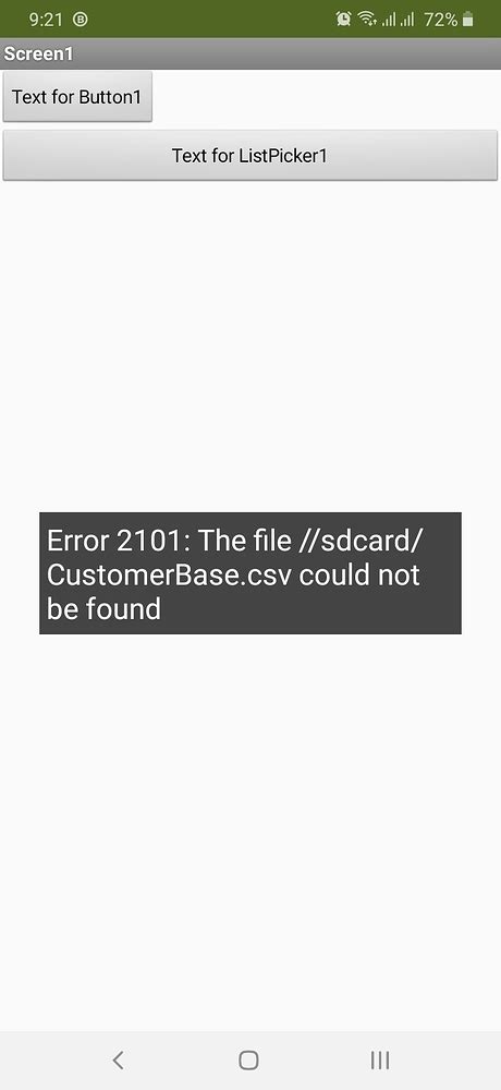 Error 2101 When I Try To Read Csv File Mit App Inventor Help Mit