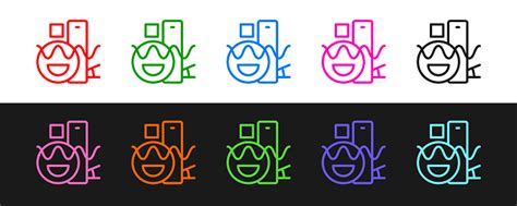 Set Line Basic Geometric Shapes Icon Isolated On Black And White