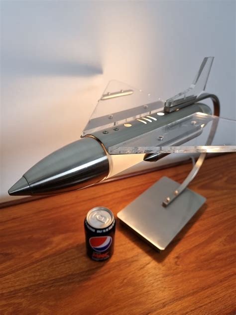 1980s Steel And Clear Perspex Retro Jet Plane Table Lamp Malvern Antiques