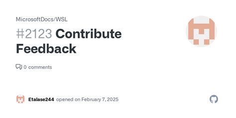 contribute feedback · issue 2123 · microsoftdocs wsl · github