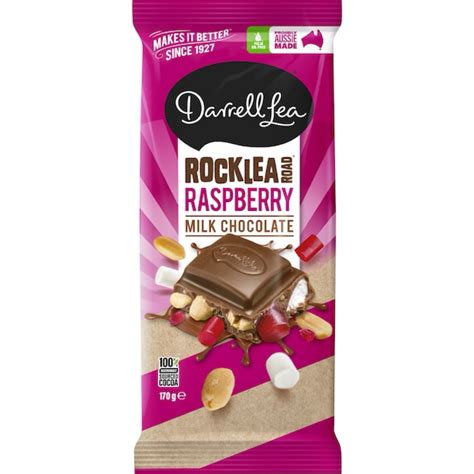 Darrell Lea Raspberry Rocklea Road Milk Chocolate Block 180g