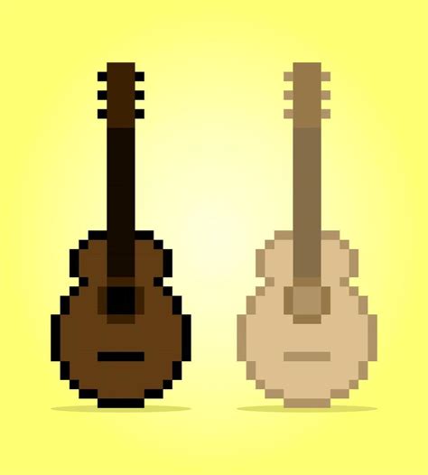 8 Bit Acoustic Guitar Pixel Instrument Object For Game Assets And
