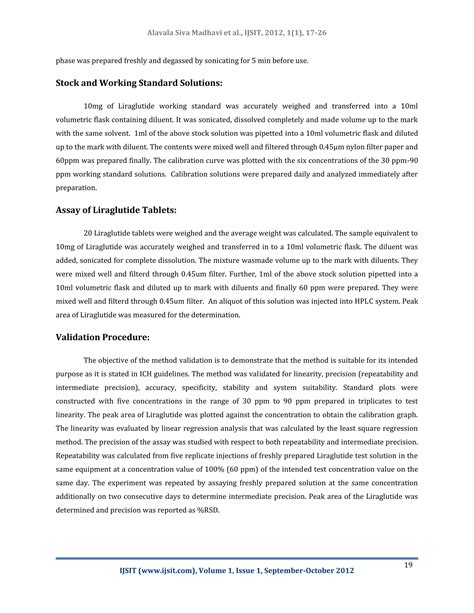 Validated Rp Hplc Method For The Estimation Of Liraglutide In Tablet Dosage Pdf