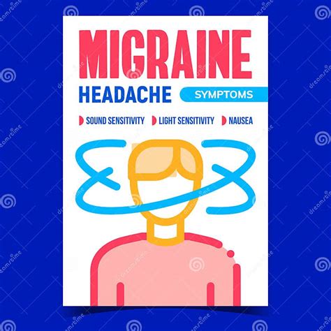 Migraine Headache Symptoms Promo Banner Vector Stock Vector
