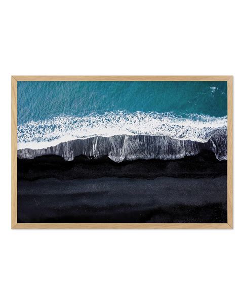 Black Sand Beach Art Print Or Poster Olive Et Oriel