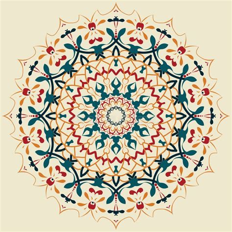 floral round design sign vintage circular pattern stock vector
