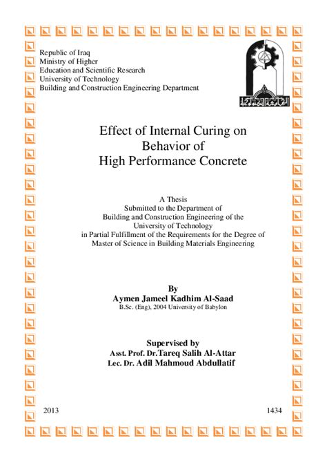Pdf Influence Of Water To Cement Ratio On The Efficiency Of Internal