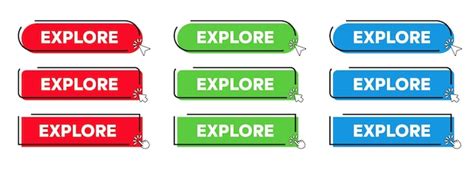 premium vector explore buttons with click cursor or arrow point