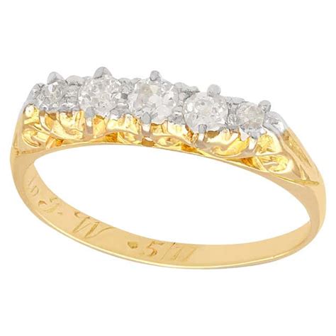 Vintage Seven Stone Cubic Zirconia Cz 9k 375 Yellow Gold Half Hoop