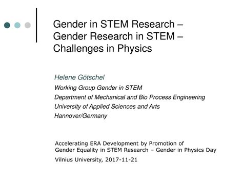 PPT Gender In STEM Research Gender Research In STEM Challenges In Physics PowerPoint