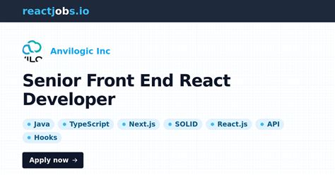 remote senior front end react developer at anvilogic inc