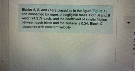 Solved Blocks A B And C Are Placed As In The Figure Figure Chegg