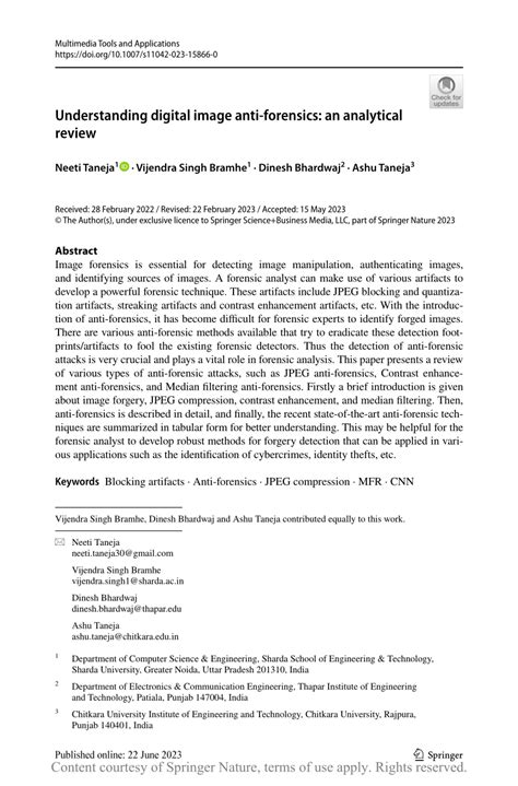 Understanding Digital Image Anti Forensics An Analytical Review