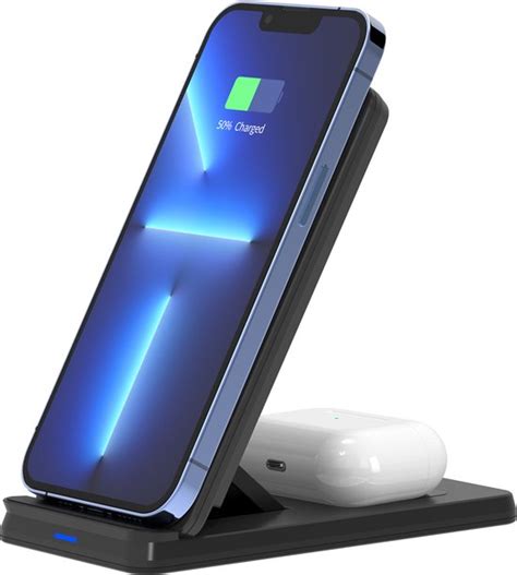 2 In 1 Draadloos Oplaadstation Opvouwbaar Draadloze Oplader Met Usb C Cabel Voor Bol