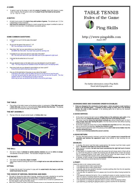 Ping Skills Table Tennis Rules Pdf