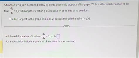 Solved A Function Y G X Is Described Below By Some