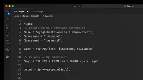 basic example of php function pdo query