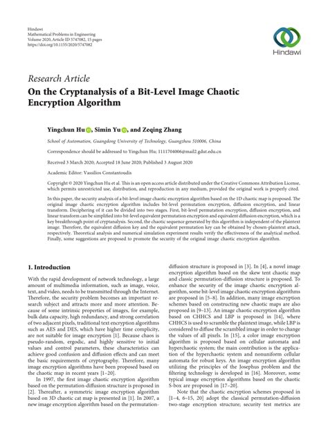 Pdf On The Cryptanalysis Of A Bit Level Image Chaotic Encryption