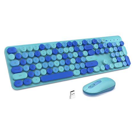Teetheory Wireless Keyboard And Mouse Combo Retro Keyboard With Round Keycaps 2 4ghz Full